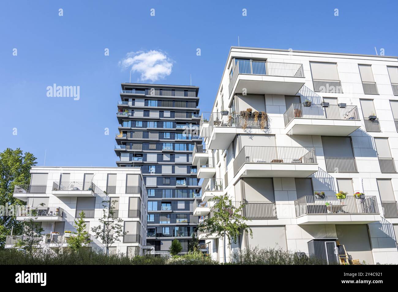 Modern black and white apartment blocks in Berlin, Germany, Europe ...