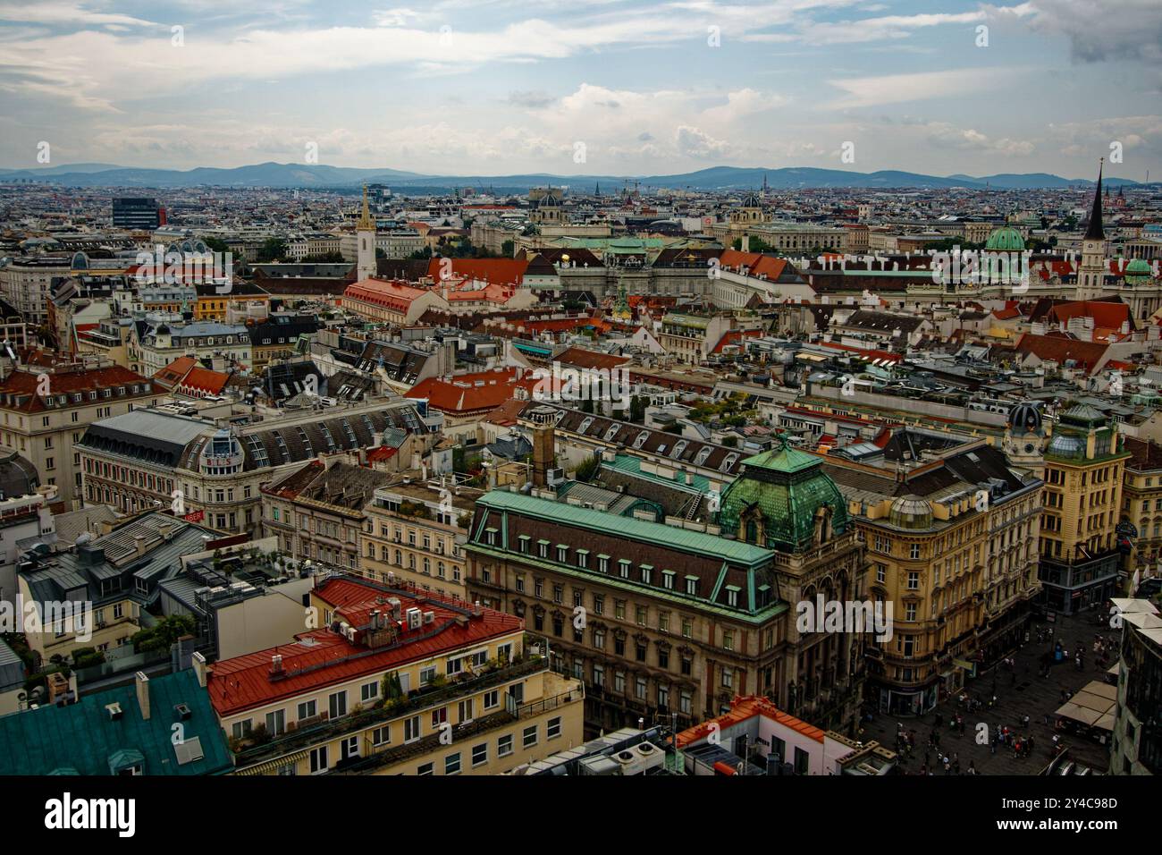 Aerial view of Vienna the Austrian capital in Europe EU crossed by the ...
