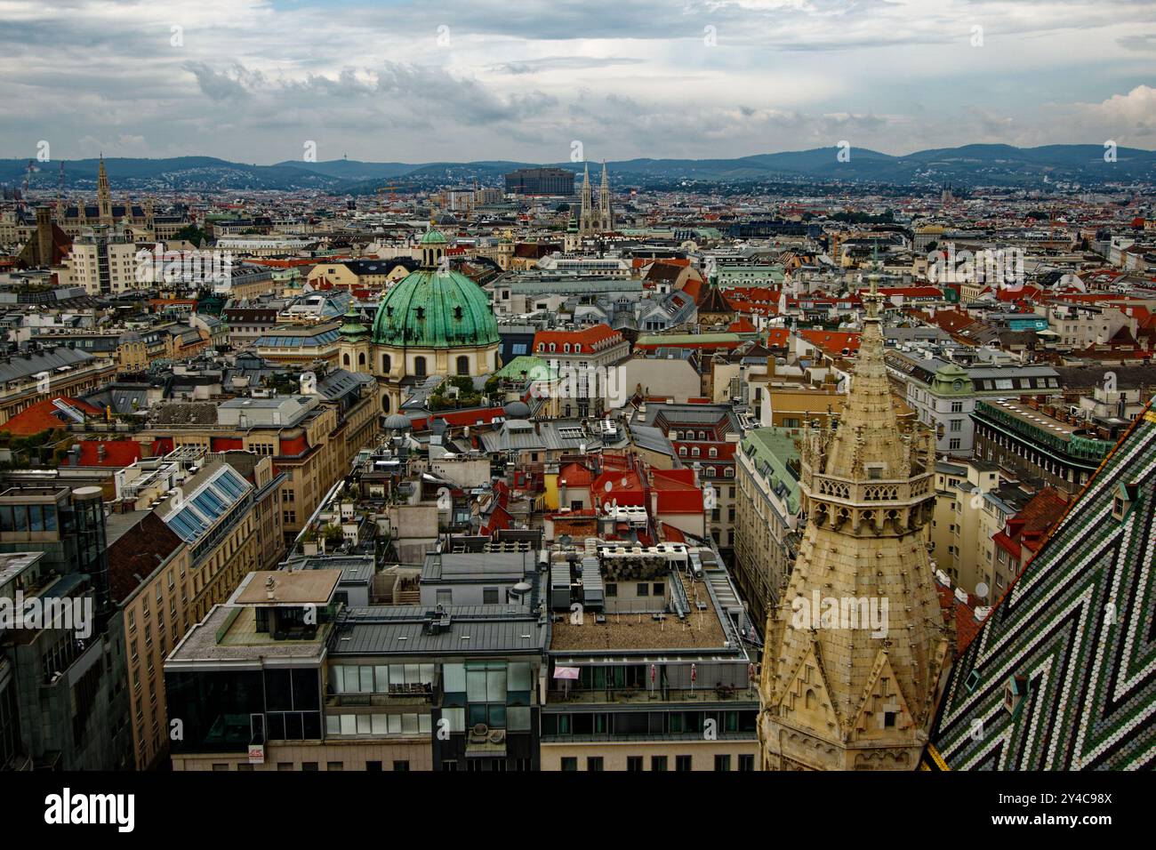 Aerial view of Vienna the Austrian capital in Europe EU crossed by the ...