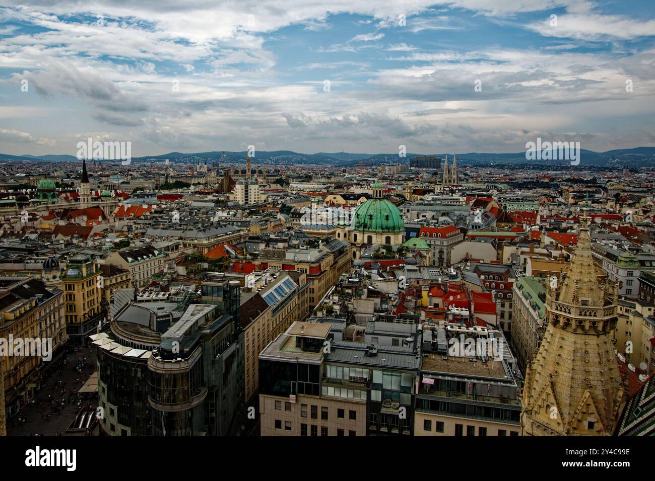 Aerial view of Vienna the Austrian capital in Europe EU crossed by the ...