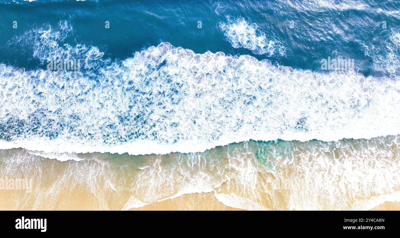 Summer beautiful waves, blue sea water. Top view from drone. Sea aerial ...