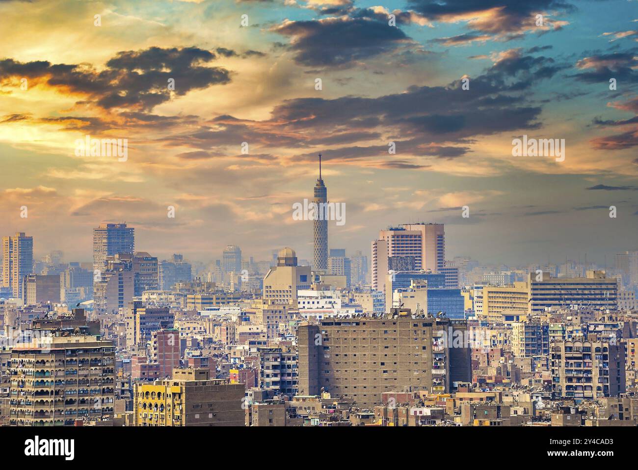 Modern buildings and TV Tower of Cairo at sunset Stock Photo - Alamy