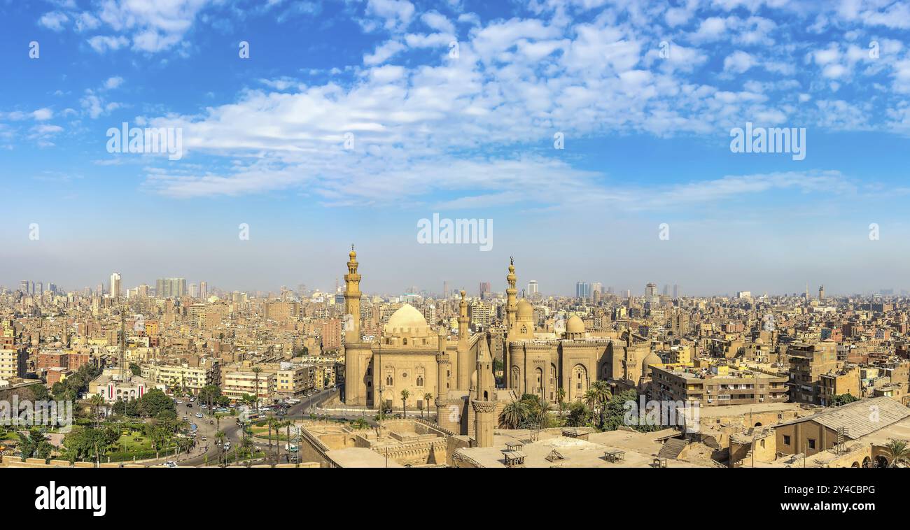 Panoramic view from above on Cairo and Sultan Hassan Mosque Stock Photo ...