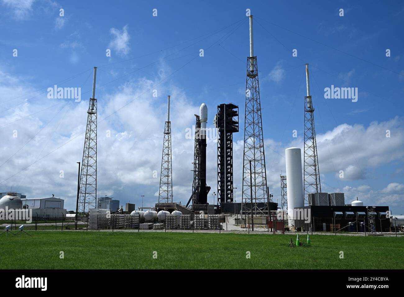 A SpaceX Falcon 9 rocket is prepared to launch 2 Galileo satellites for ...