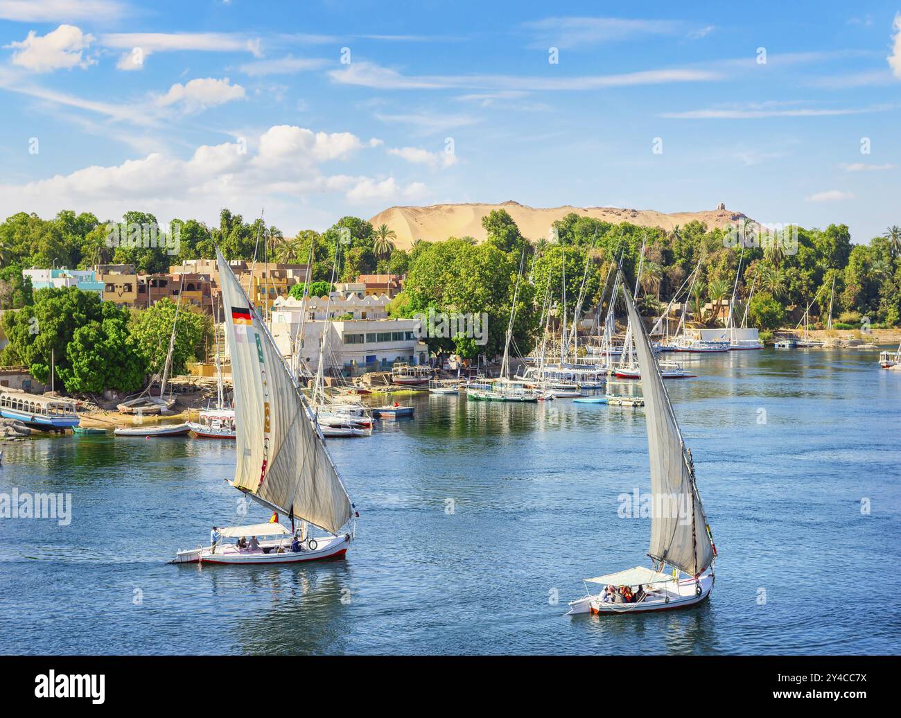 Sailing boats on Nile river in Aswan, Egypt, Africa Stock Photo - Alamy