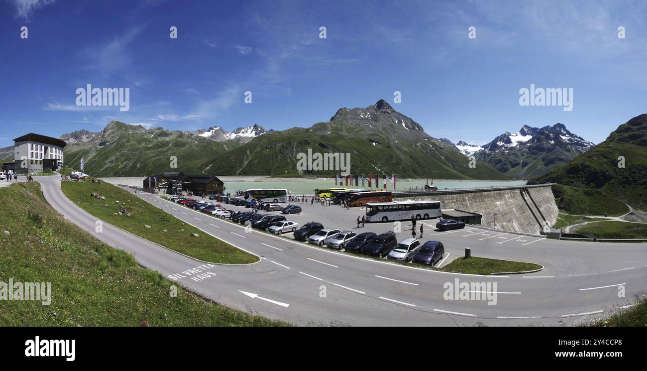 Bielerhoehe, Silvretta main ridge, Silvretta reservoir and dam wall ...