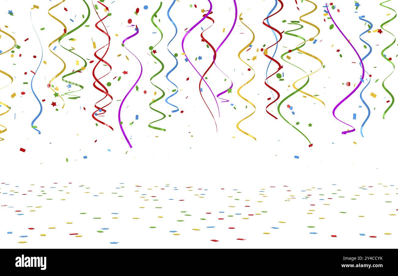 Colorful confetti on white background, This is a computer generated and ...