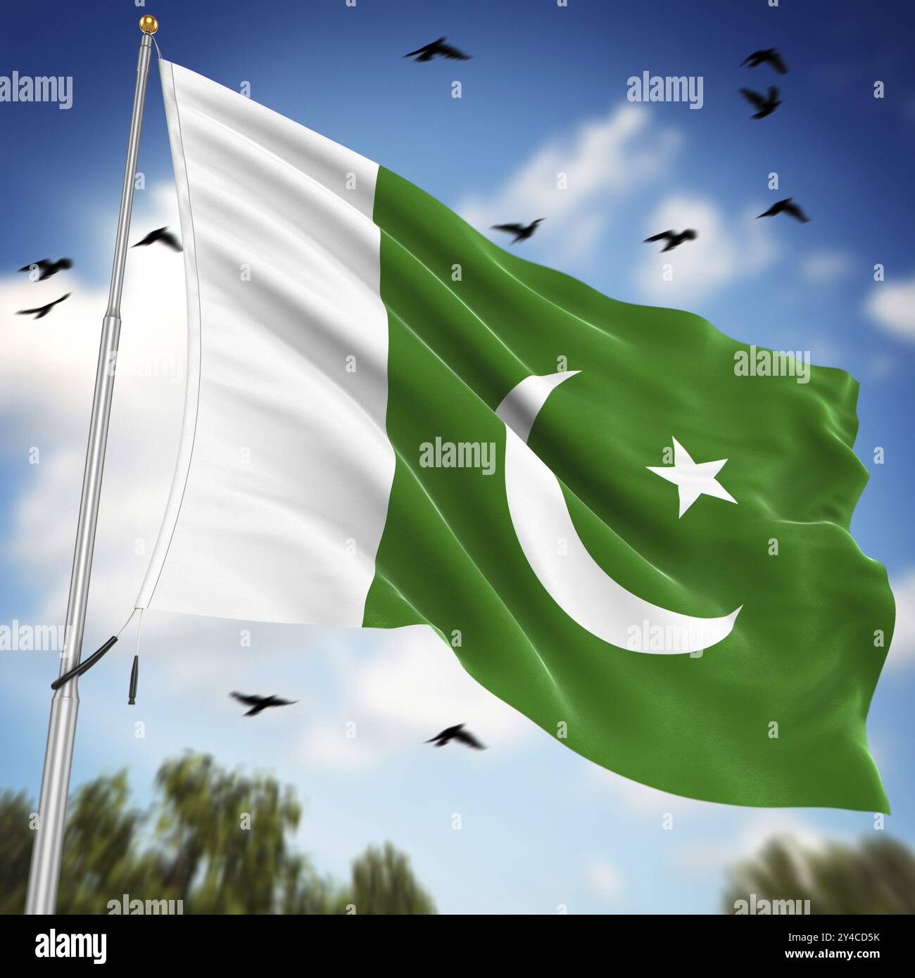 Flag of Pakistan, This is a computer generated and 3d rendered image ...
