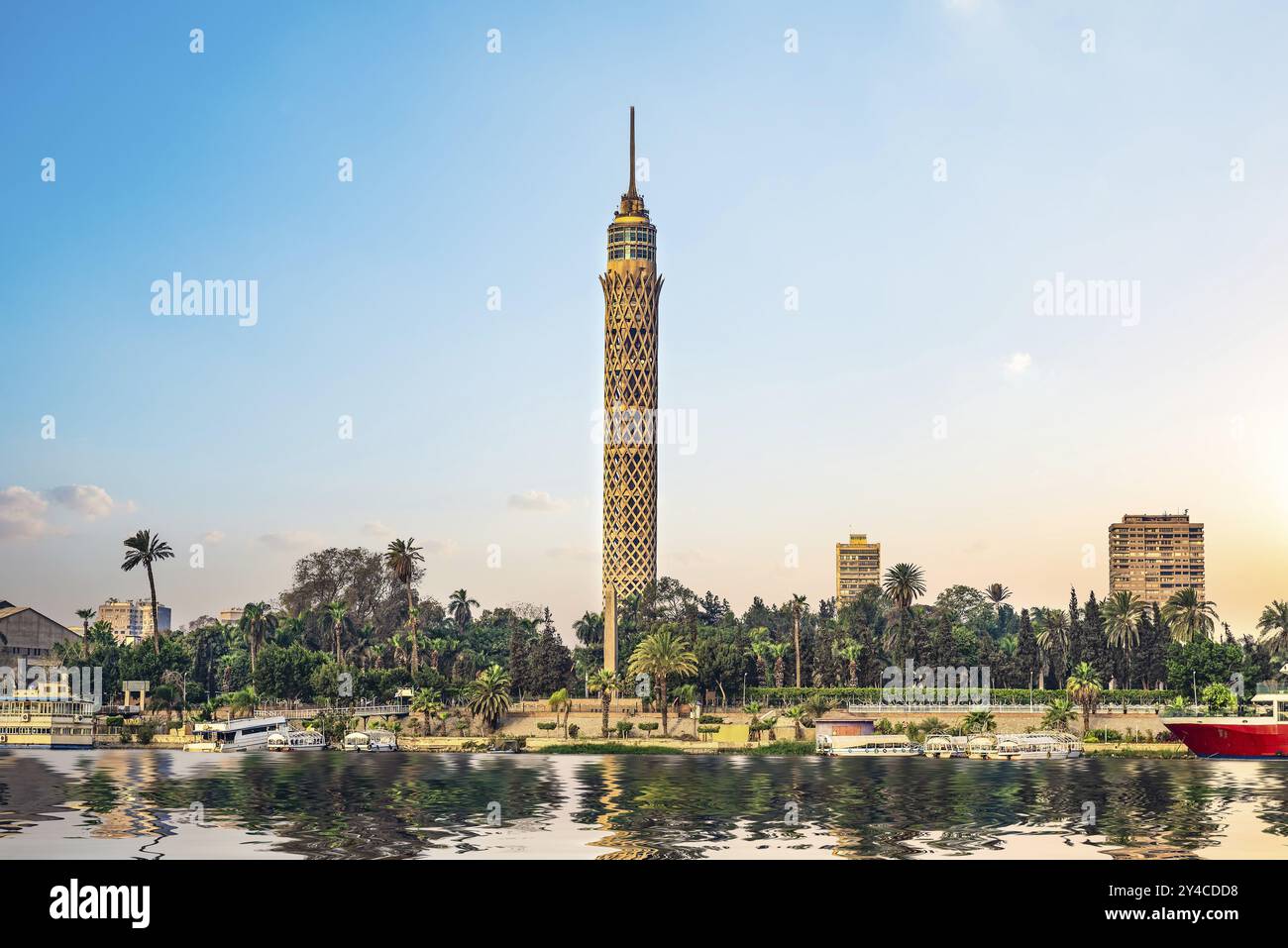 Famous egyptian TV Tower in Cairo at sunset Stock Photo - Alamy