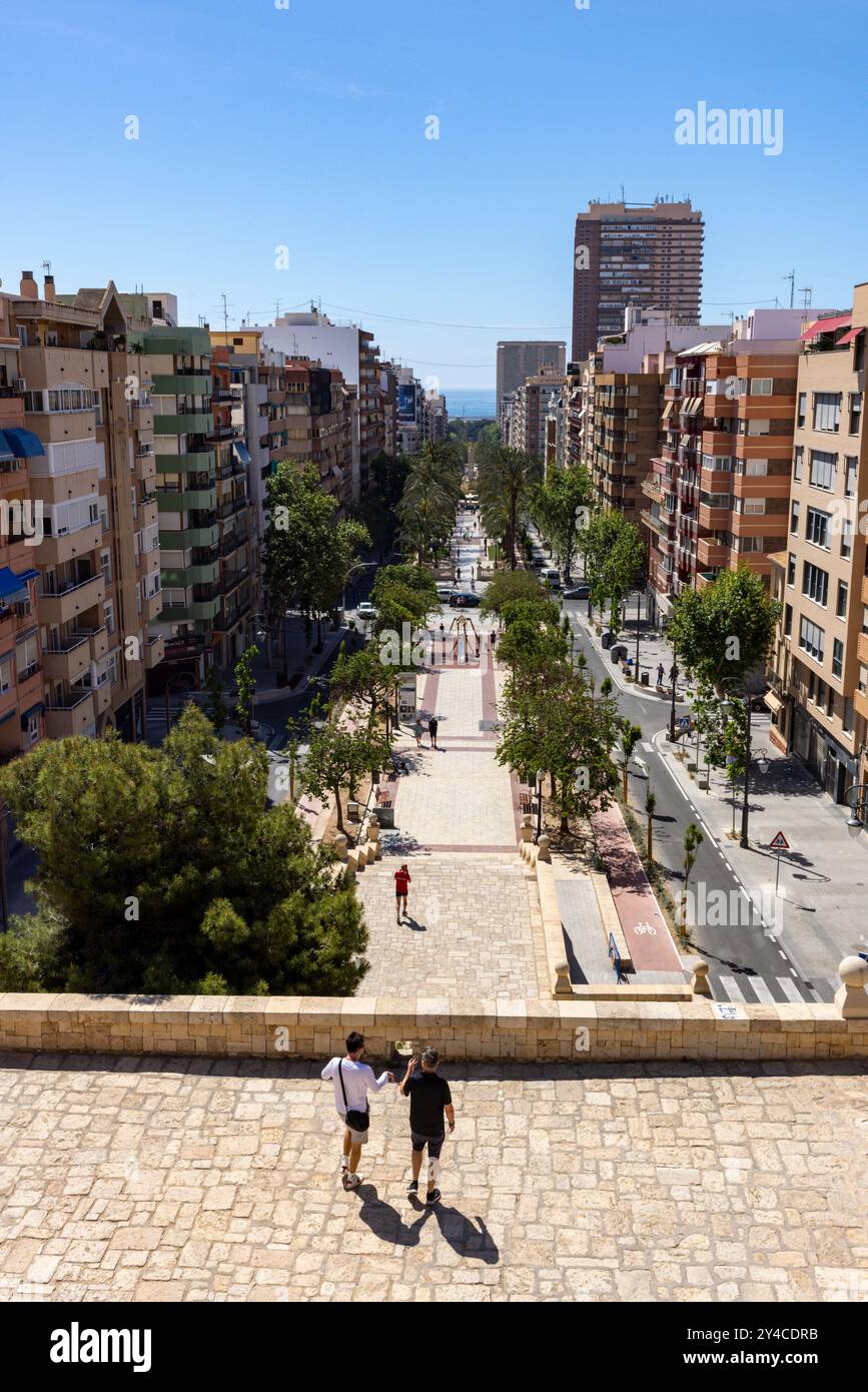 A wide pedestrian friendly street in Alicante, Spain is an example of ...