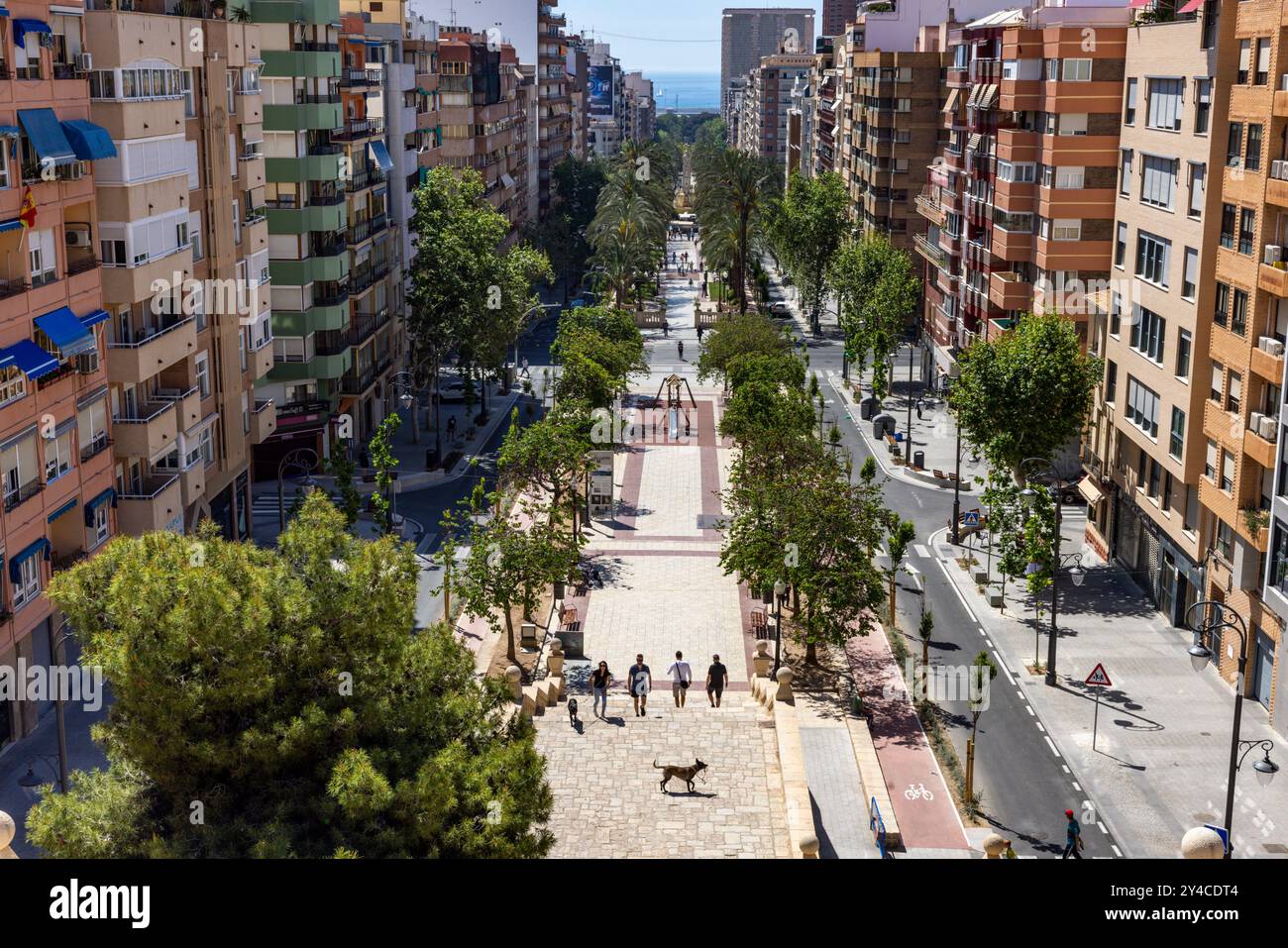 A wide pedestrian friendly street in Alicante, Spain is an example of ...