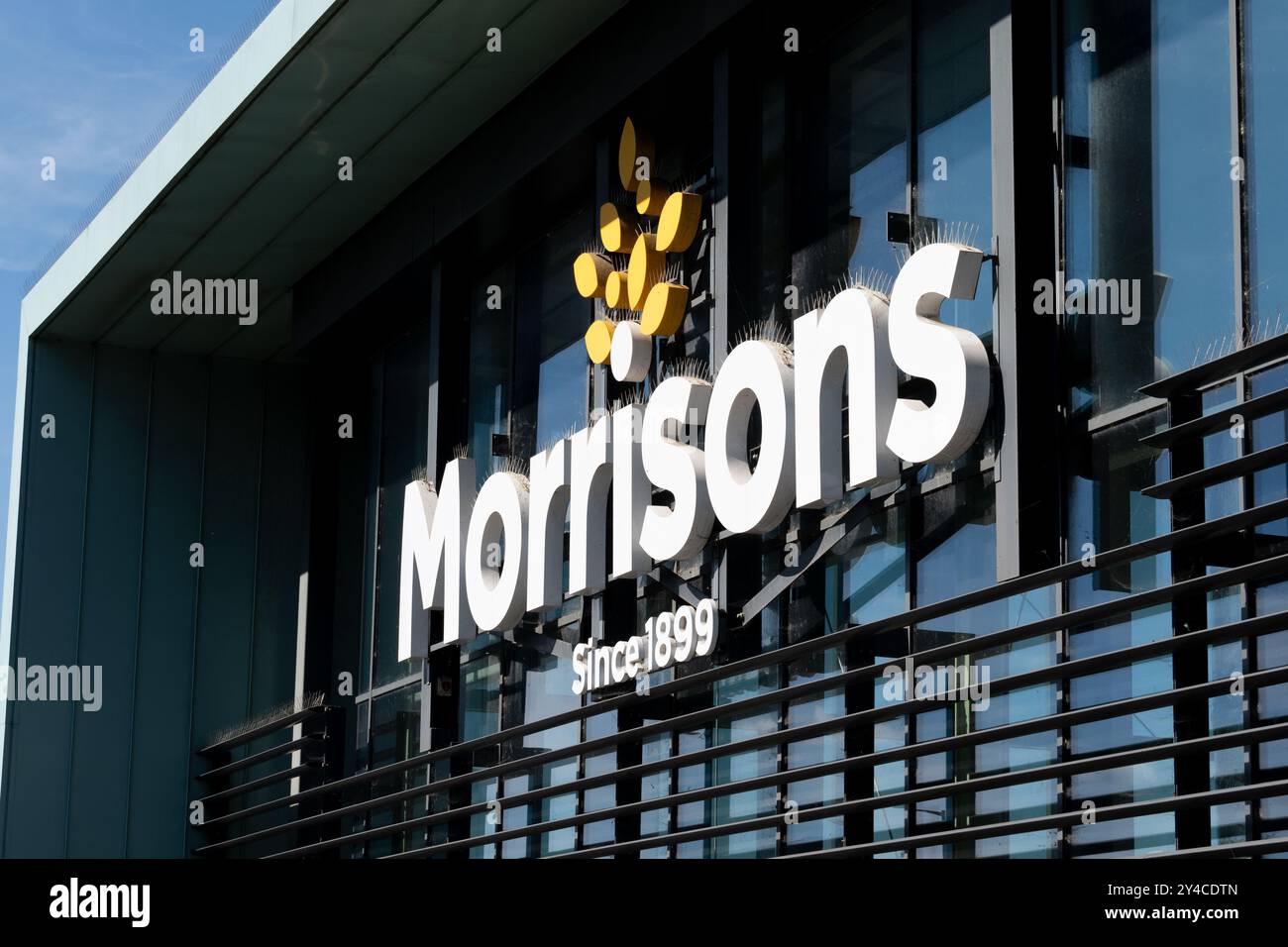 Morrisons supermarket sign, Leamington Spa, Warwickshire, UK Stock ...