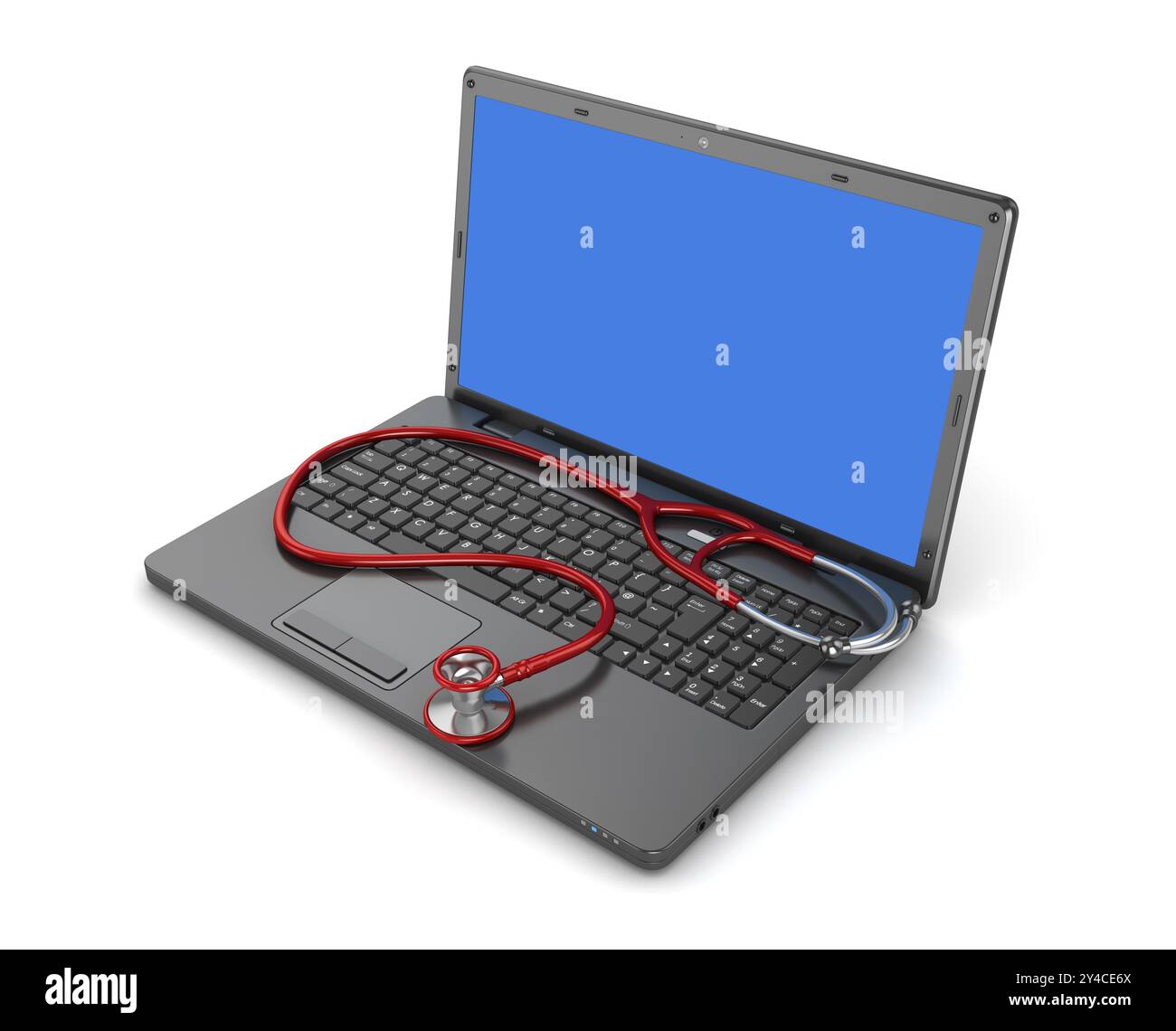 Laptop and Stethoscope, This is a 3d Rendered Computer Generated Image ...