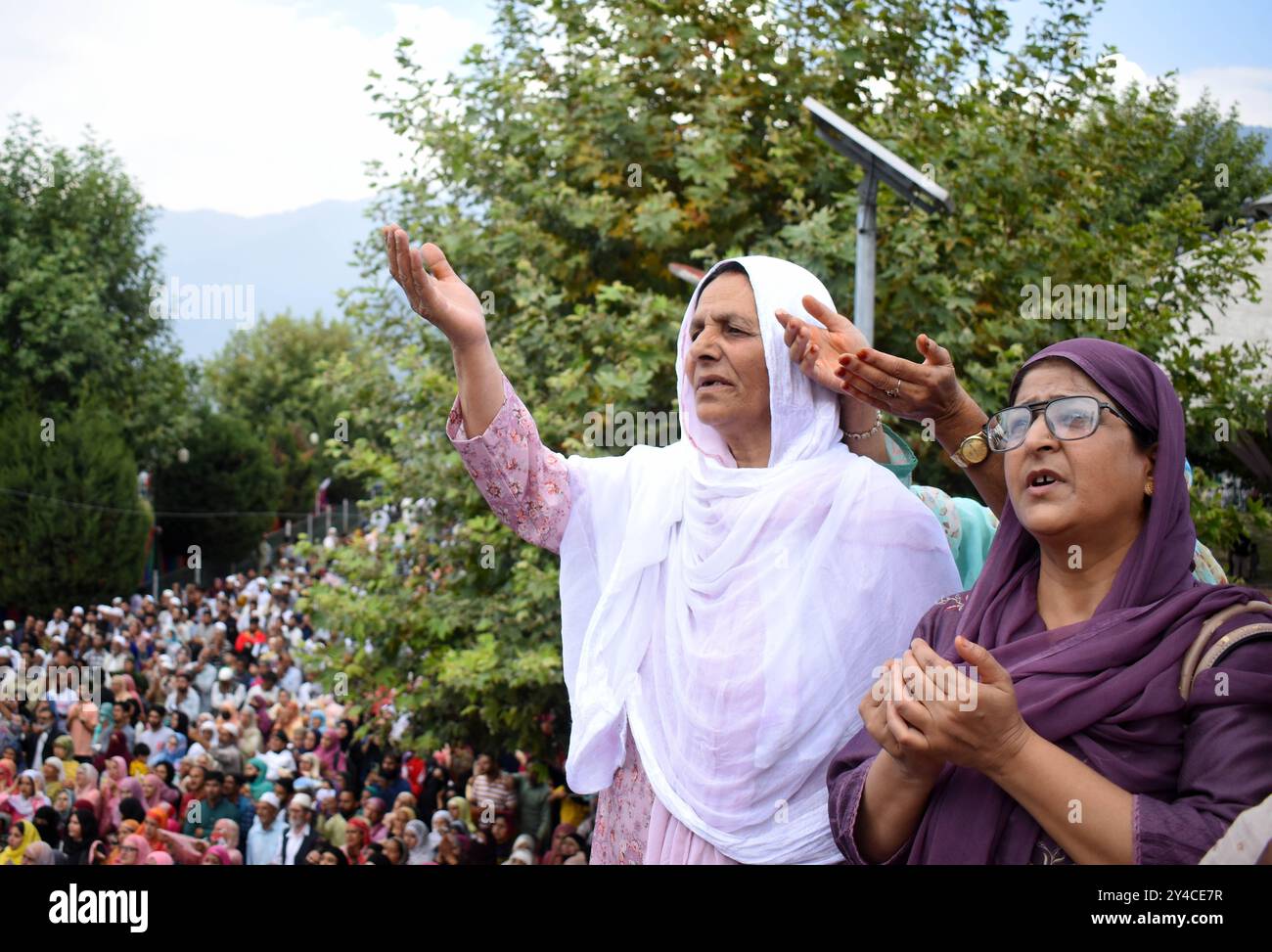 Srinagar, Kashmir, India, on 17 Sep, 2024: Kashmiri muslim women pray ...