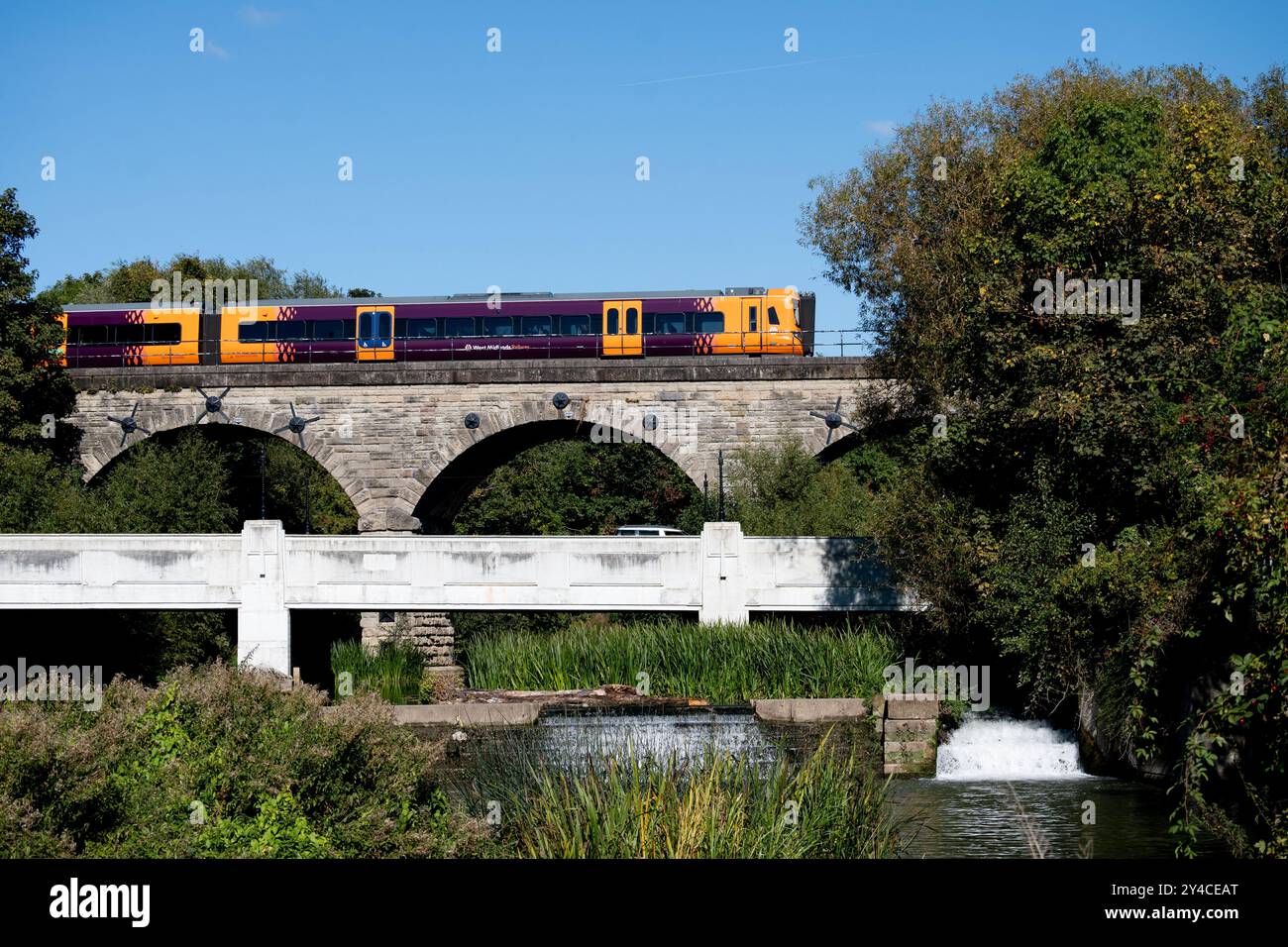 West Midlands Railway class 196 diesel train crossing Princes Drive ...