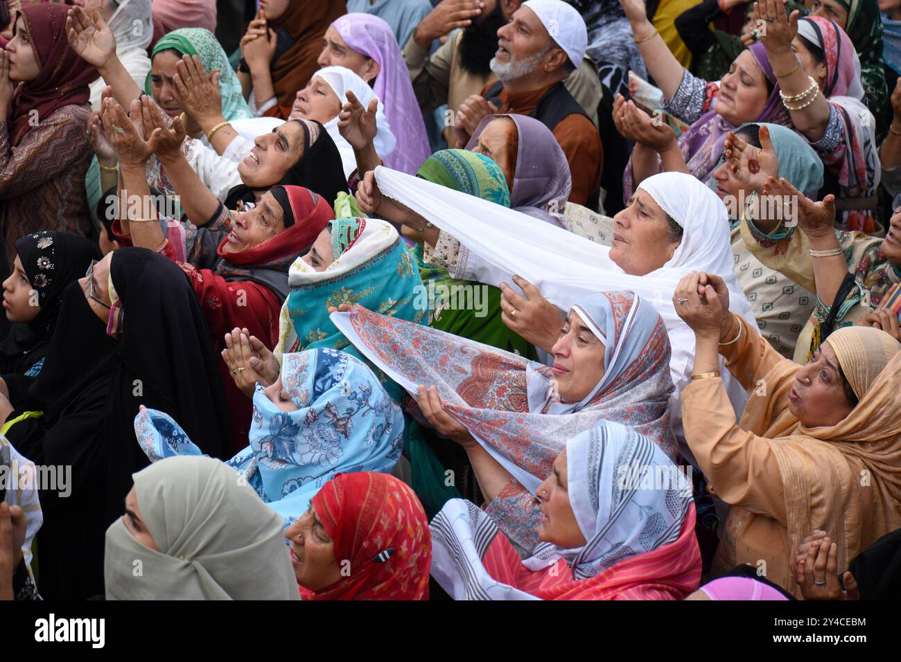 Srinagar, Kashmir, India, on 17 Sep, 2024: Kashmiri muslim women pray ...