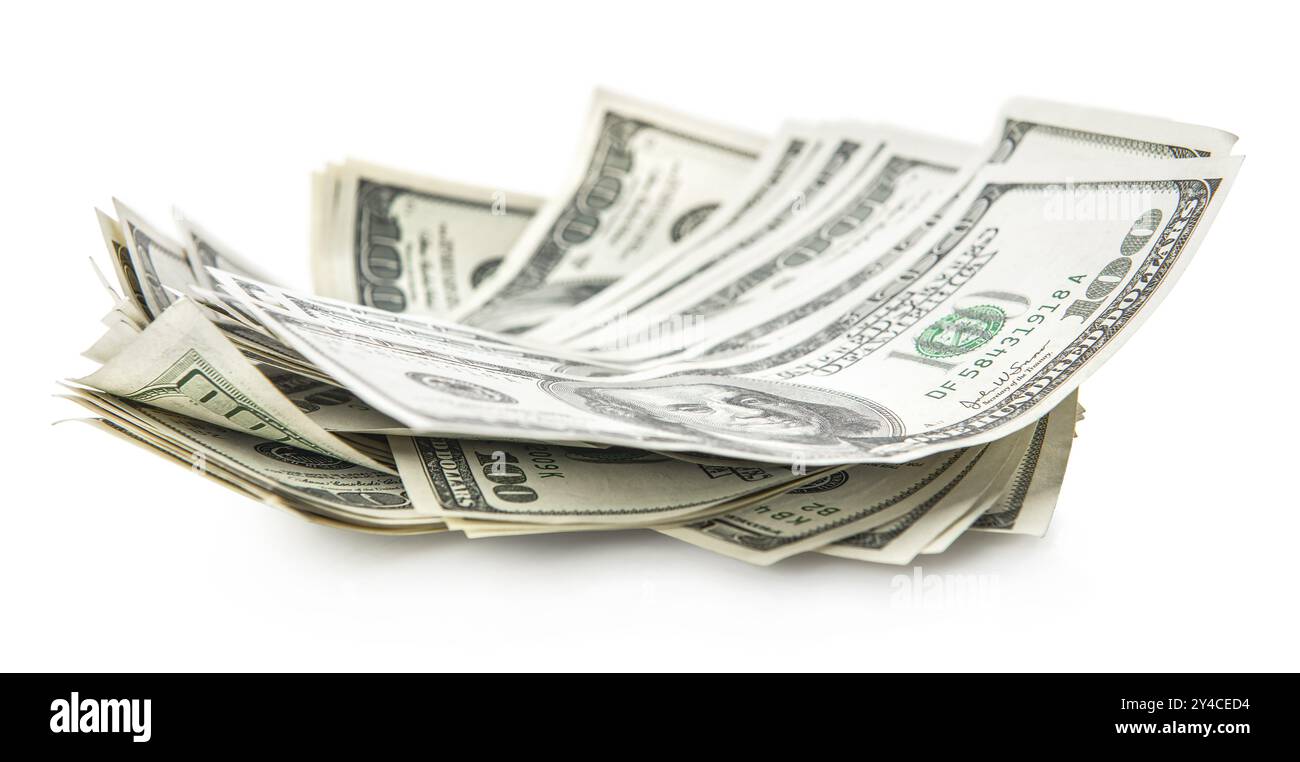 Pack of American money isolated on a white background Stock Photo - Alamy
