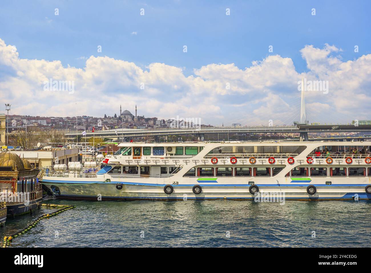 Touristic boat in Bosphorus harbour of Istanbul Stock Photo - Alamy