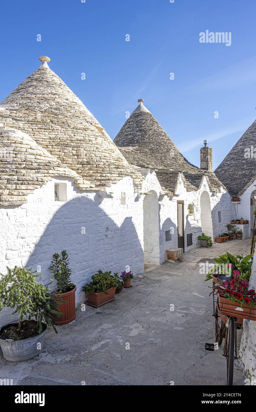The famous trulli houses of Alberobello in Apulia, Italy, Europe Stock ...
