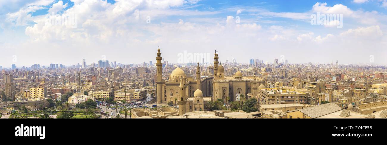 Panorama of Cairo with the view of Sultan Hassan Mosque from above ...