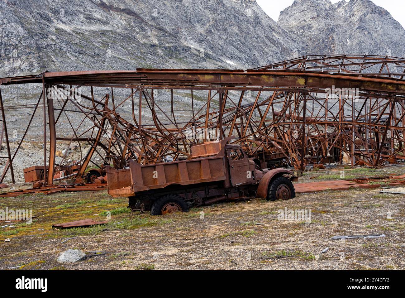Rusted remains of the former US Army Air Forces military base Bluie ...