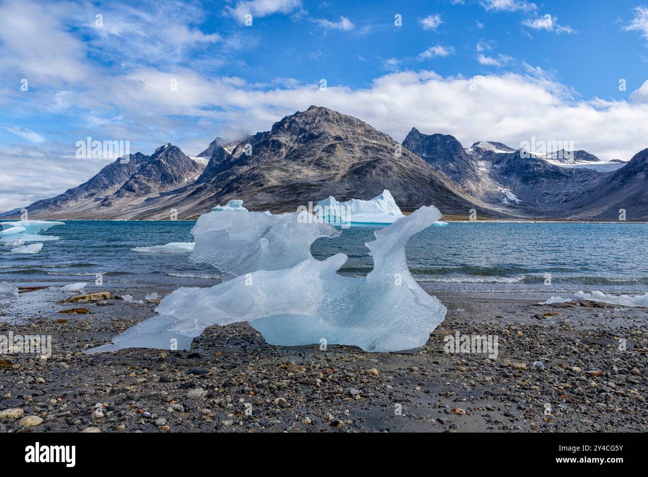 landscape with icebergs in the area of the former military airfield of ...