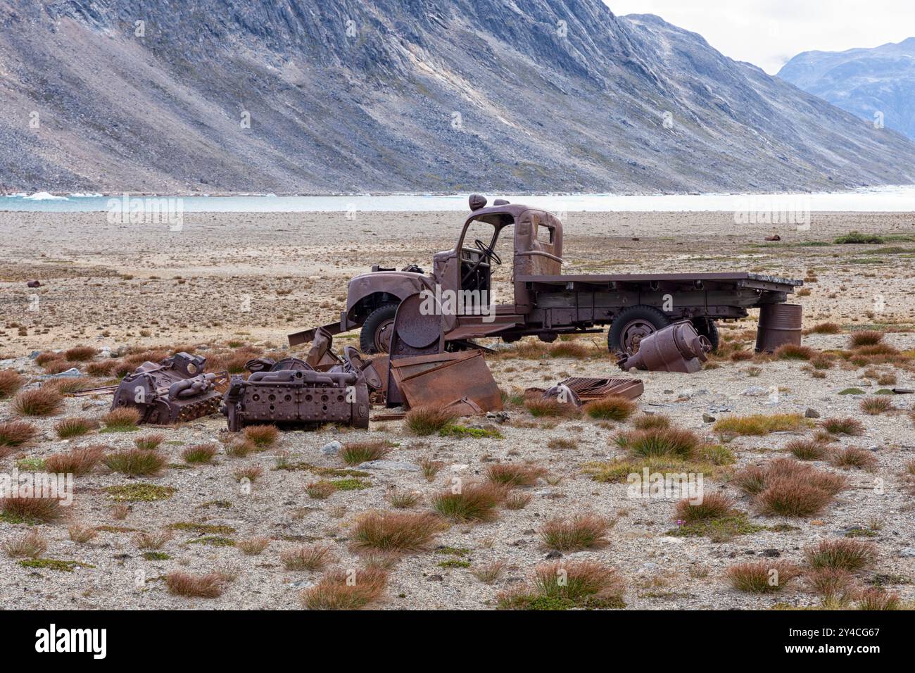 Rusted remains of the former US Army Air Forces military base Bluie ...