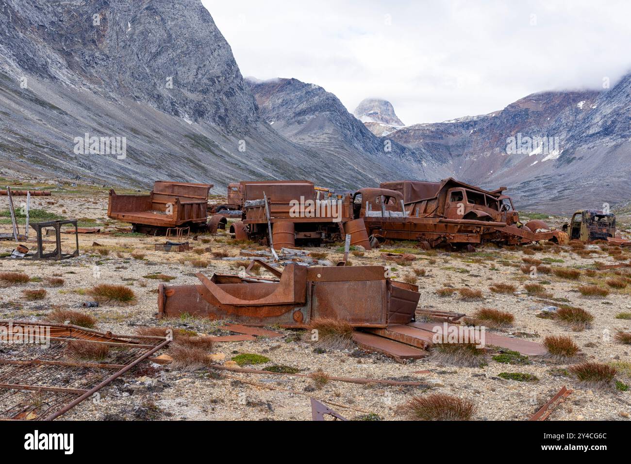 Rusted remains of the former US Army Air Forces military base Bluie ...