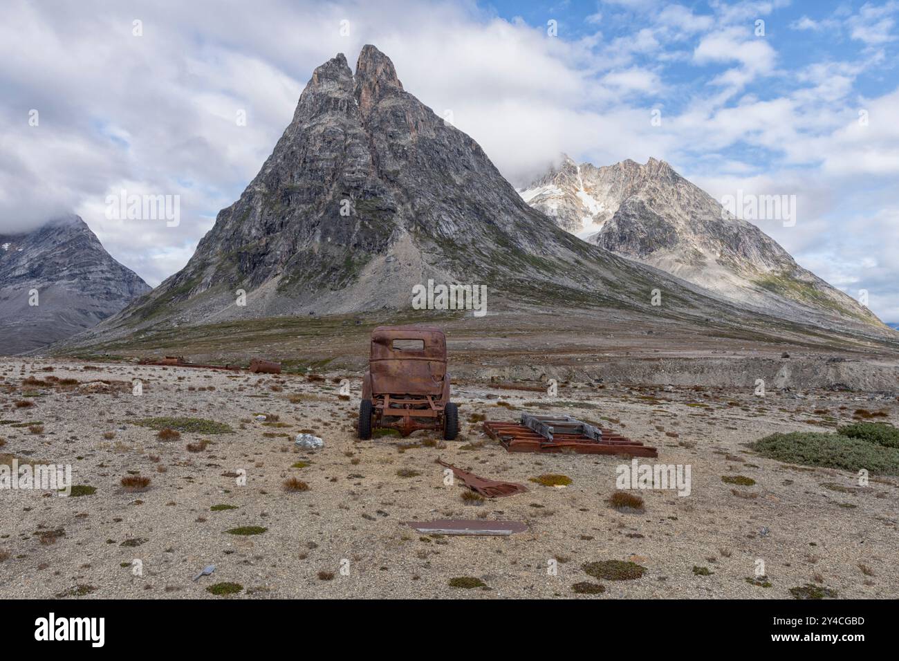 Rusted remains of the former US Army Air Forces military base Bluie ...