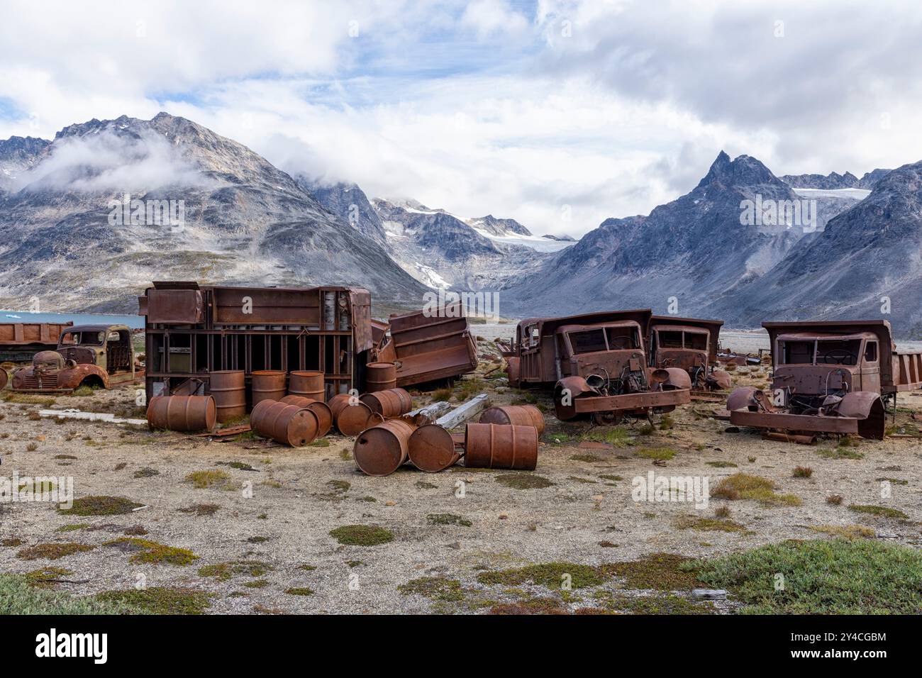 Rusted remains of the former US Army Air Forces military base Bluie ...
