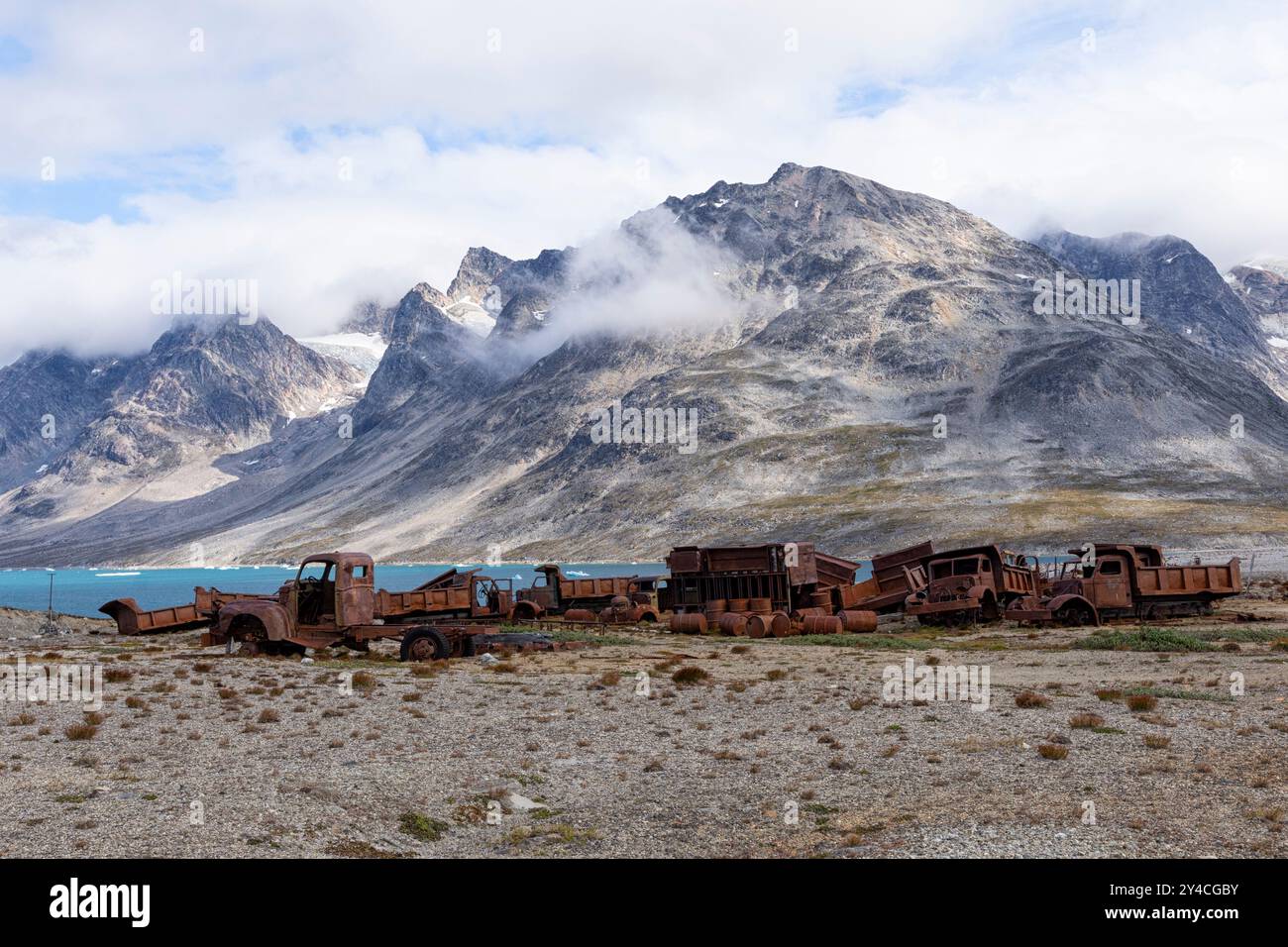 Rusted remains of the former US Army Air Forces military base Bluie ...
