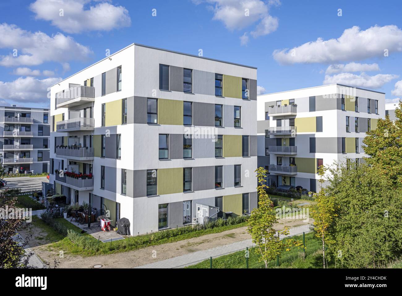 New development area with new residential buildings in Berlin, Germany ...