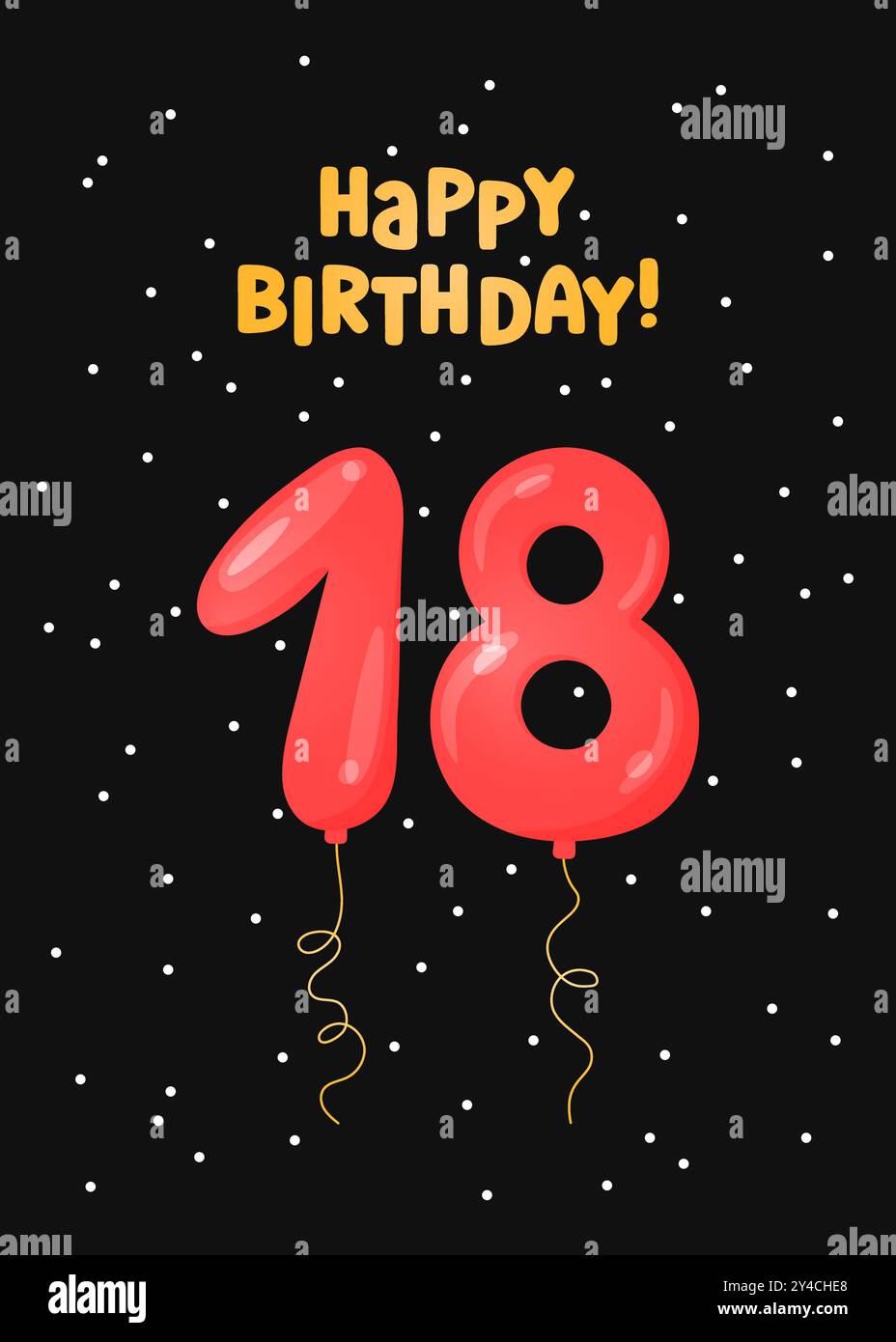 Happy Birthday 18 years greeting card design. Vector illustration ...