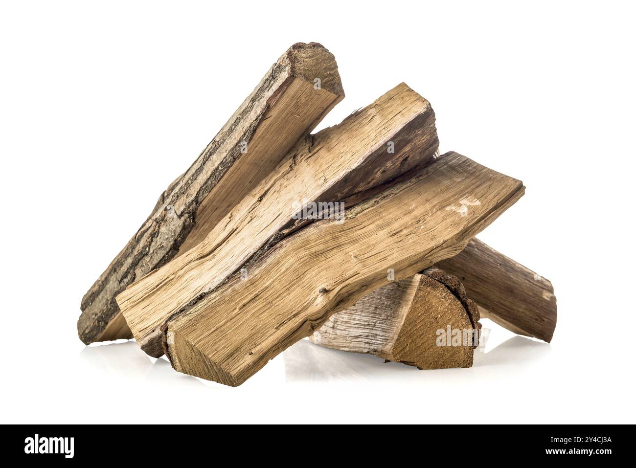 Stacked pine firewoods isolated on a white background Stock Photo - Alamy