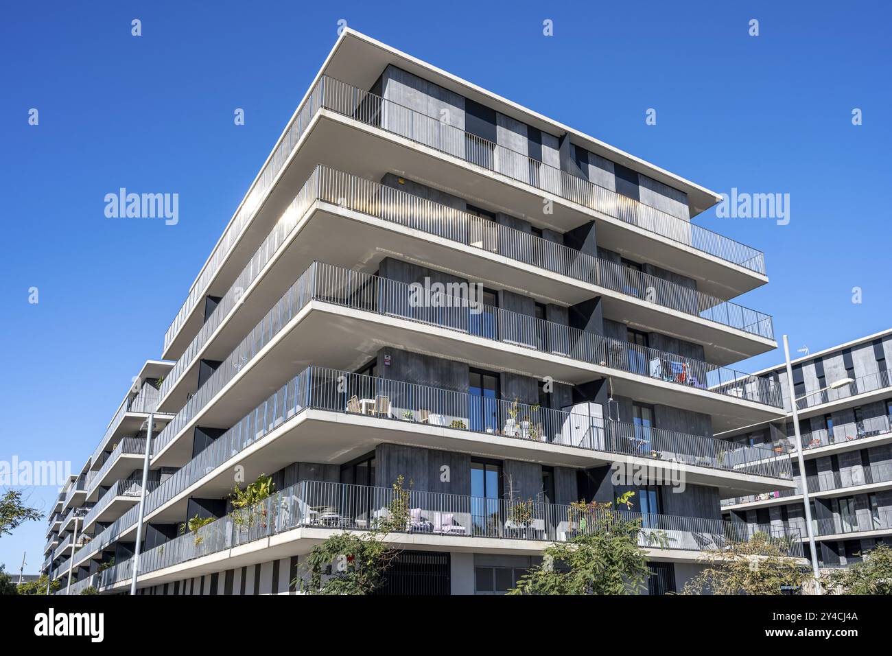 Modern grey apartment buildings in Barcelona, Spain, Europe Stock Photo ...
