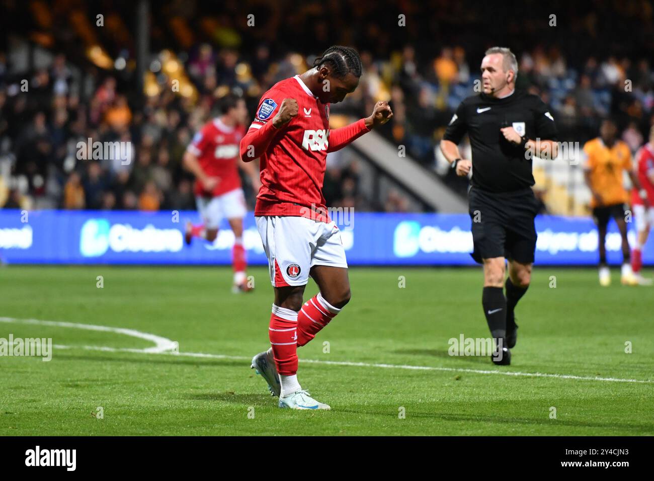 Cambridge, England. 17th Sep 2024. Tayo Edun celebrates after scoring ...