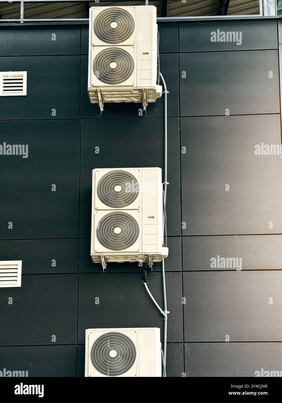 Industrial cooling system installed on the exterior of a steel-framed ...