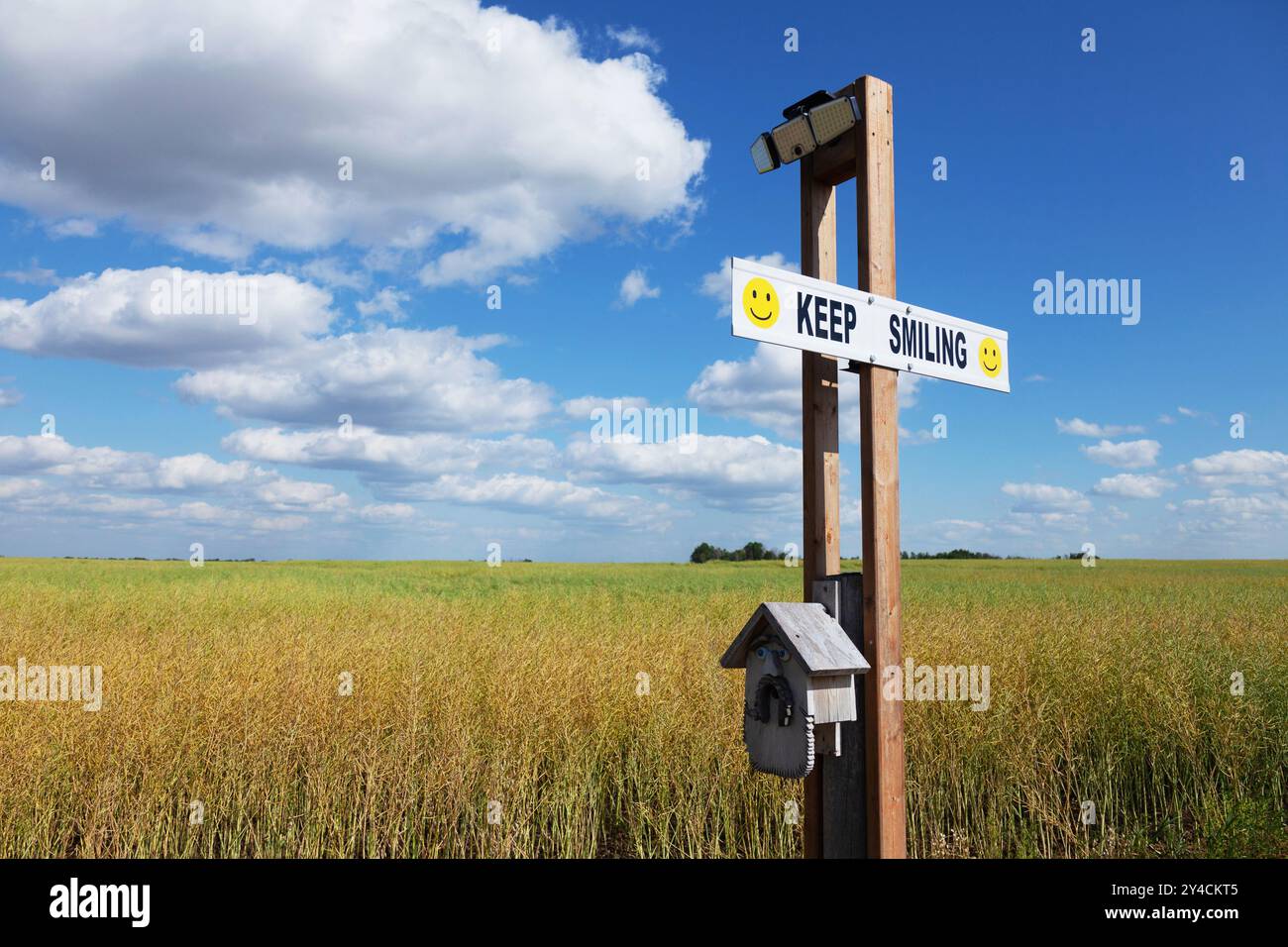 Keep Smiling sign, near Watrous SK Canada Stock Photo - Alamy