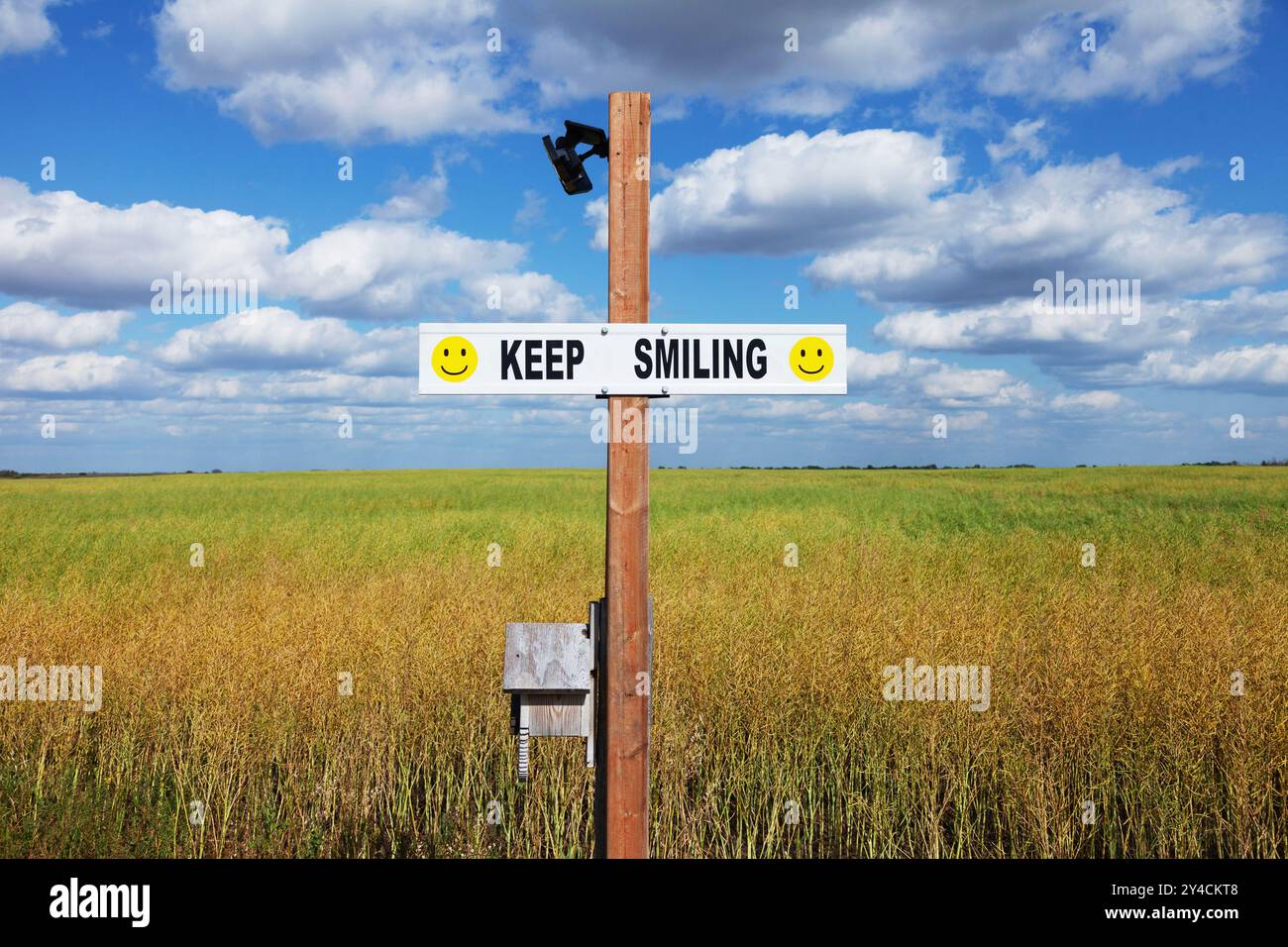 Keep Smiling sign, near Watrous SK Canada Stock Photo - Alamy