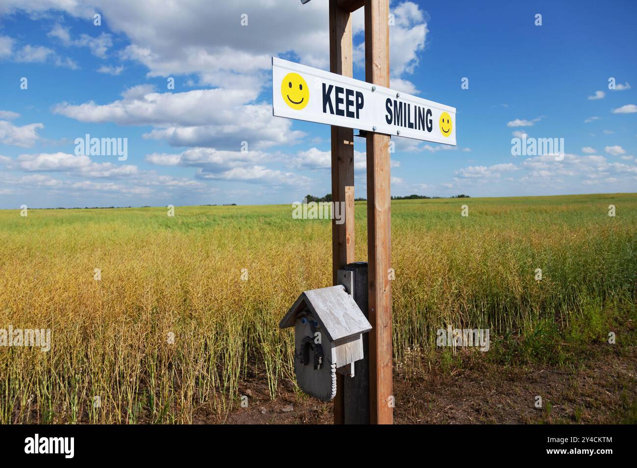 Keep Smiling sign, near Watrous SK Canada Stock Photo - Alamy