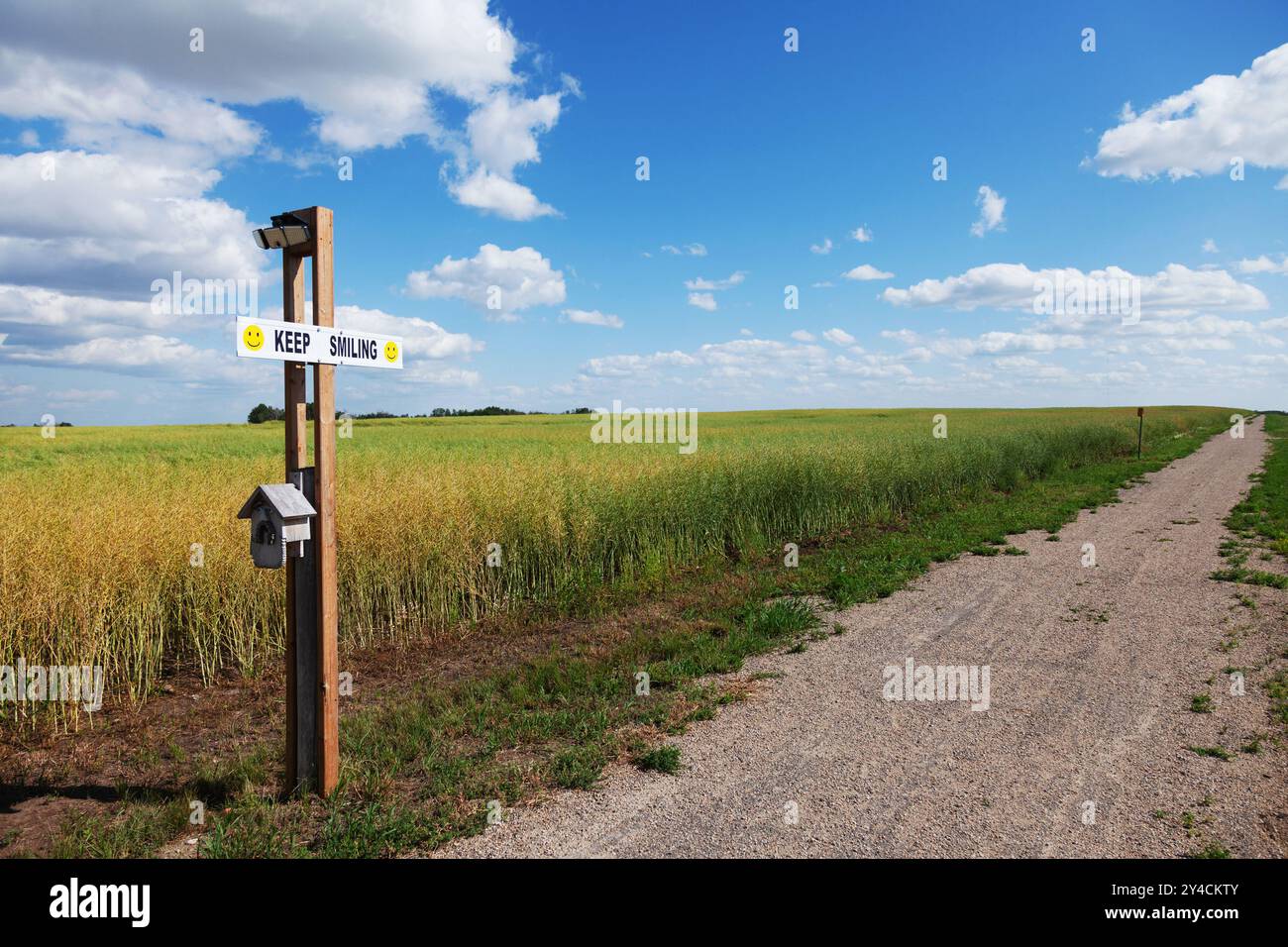 Keep Smiling sign, near Watrous SK Canada Stock Photo - Alamy