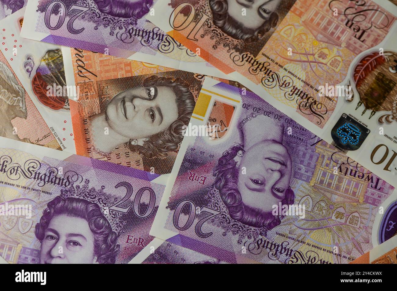 A plan view of pound sterling bank notes.1 Stock Photo - Alamy