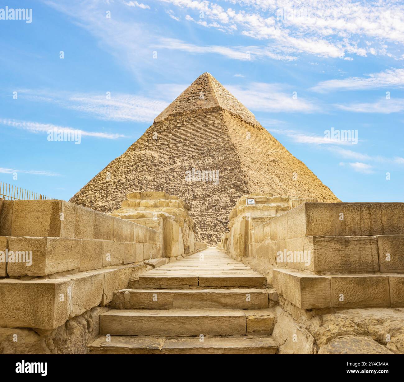 Stairs to the Great Pyramid of Khafre in Giza, Egypt, Africa Stock ...