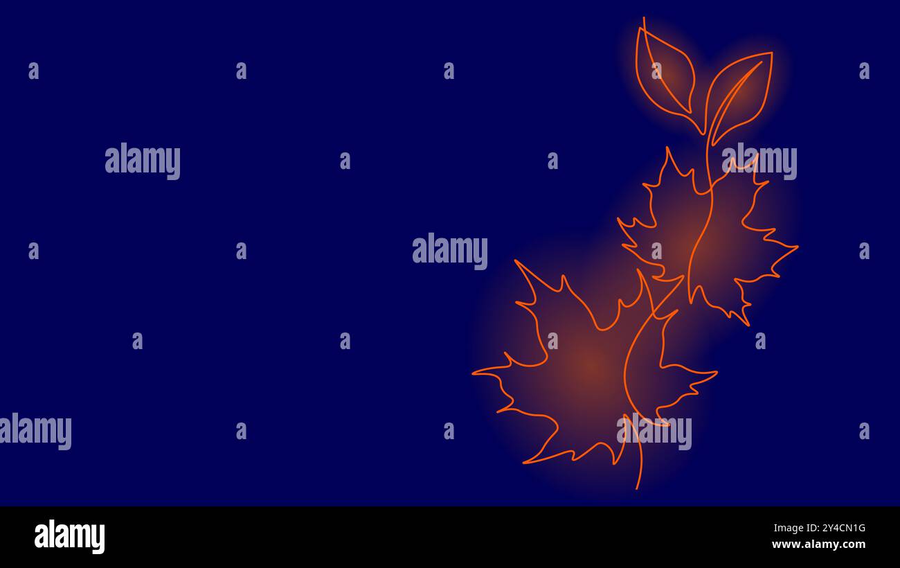 One line continuous autumn leaves symbol concept. Silhouette Canadian ...