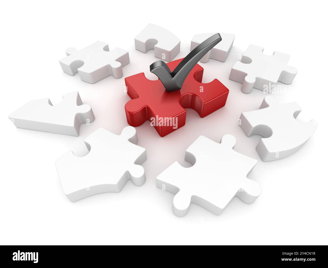 Check Mark on Unique Puzzle Piece, This is a 3d Rendered Computer ...
