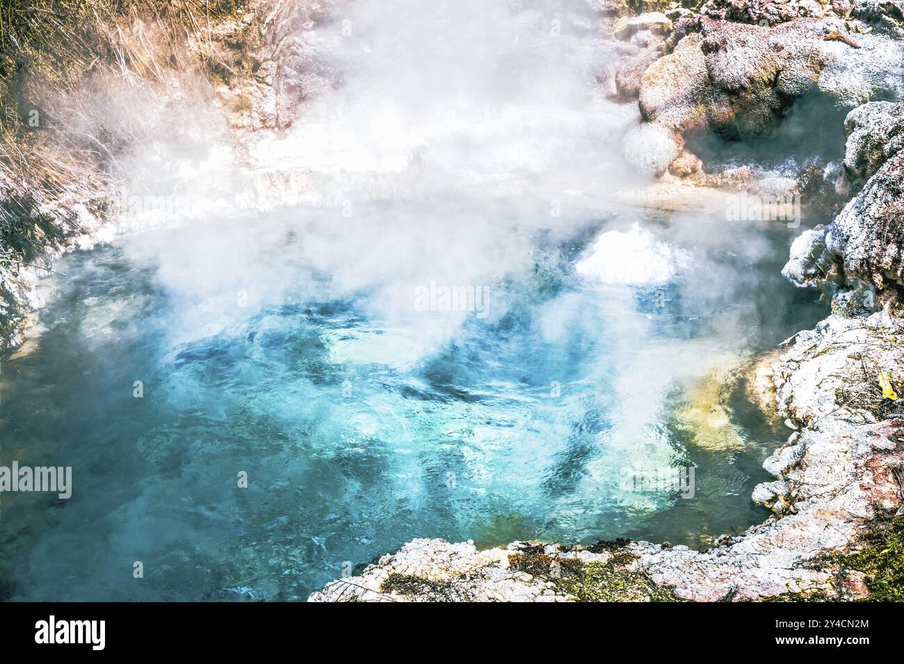 Blue hot springs at Orakei Korako Geyserland Resort on the North Island ...
