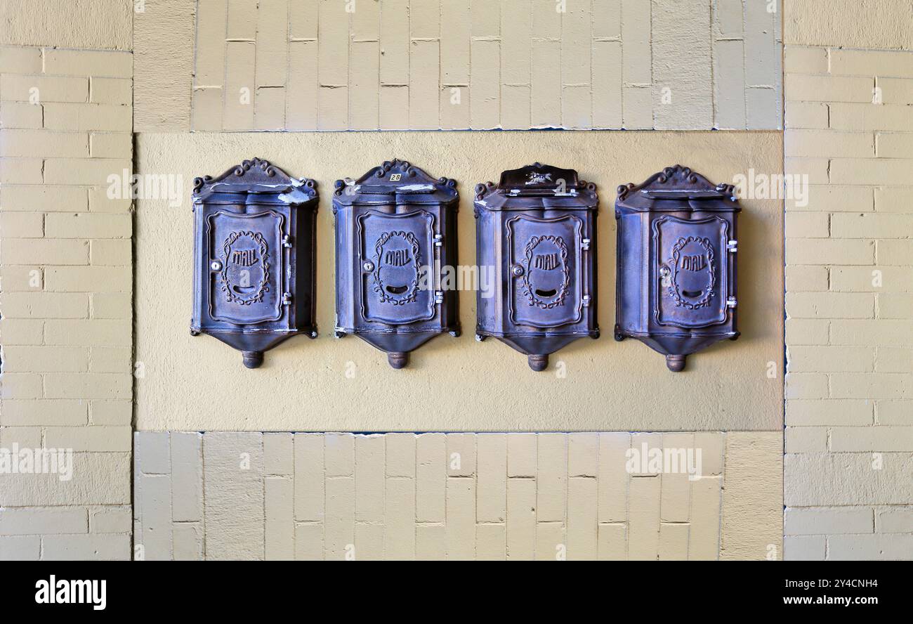 Very old mailboxes Greenport Long Island NY Stock Photo - Alamy