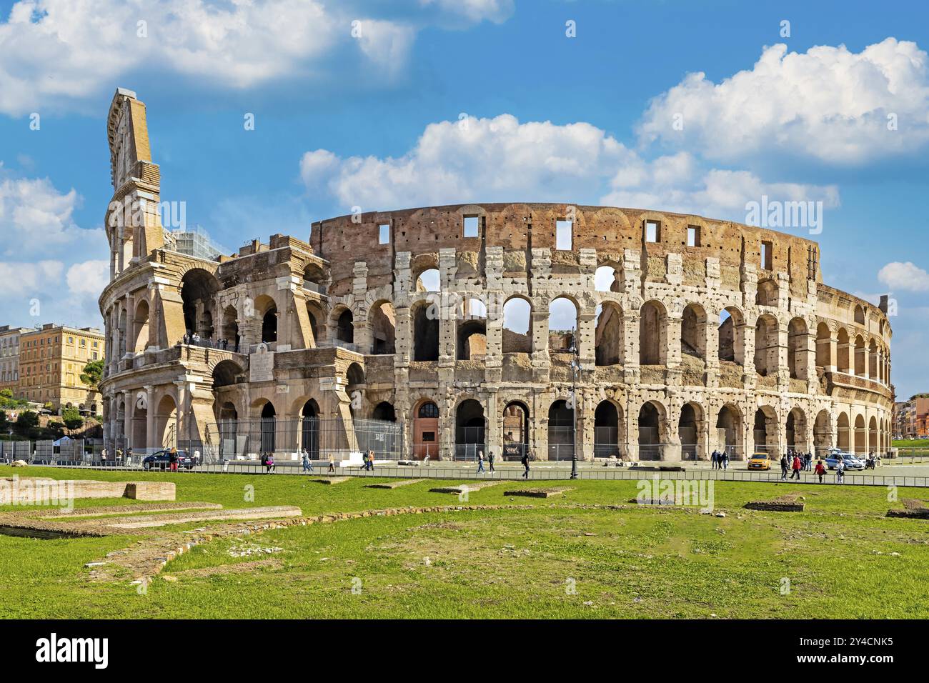 Exterior view of the monumental three-storey Colosseum in Rome Stock ...