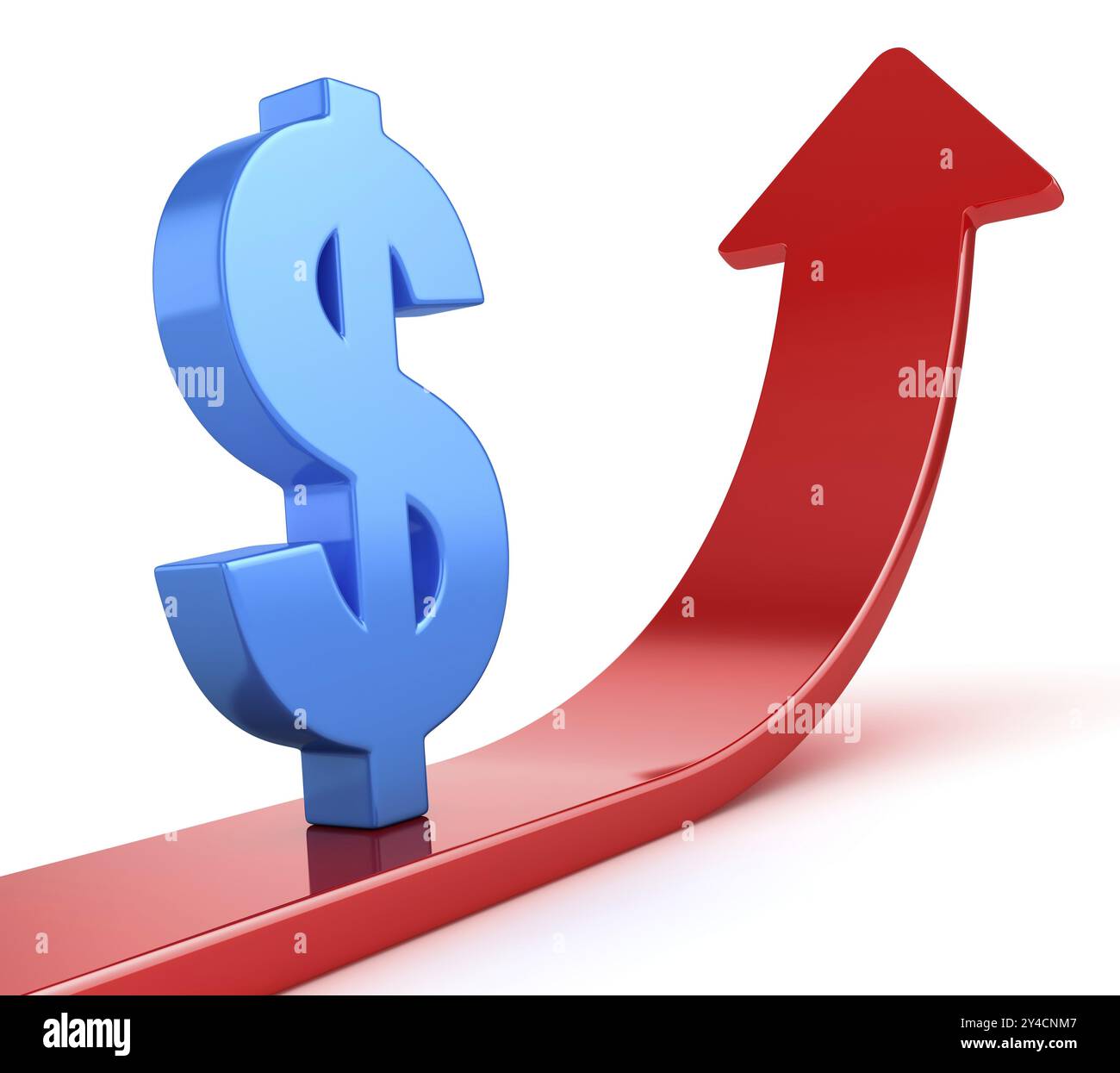 Blue Dollar Symbol on Red Arrow, This is a 3d Rendered Computer ...