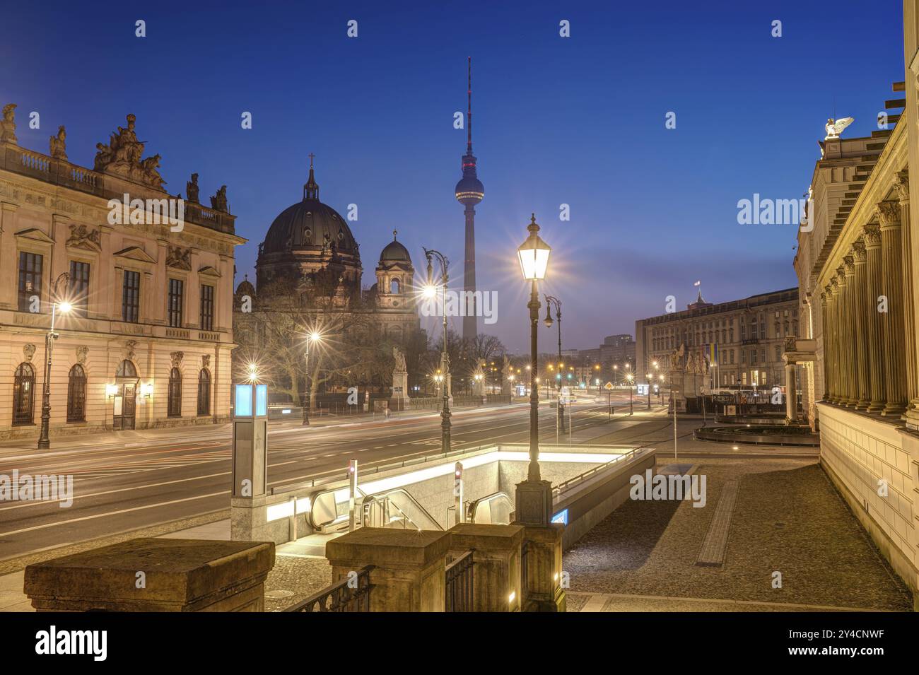 The famous boulevard Unter den Linden in Berlin with the television ...